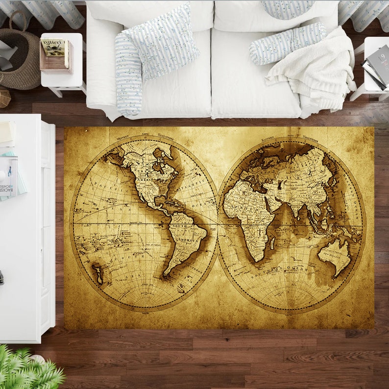 Old World Map Rug Ancient World Map Rug Aged Look Rug Map - Etsy