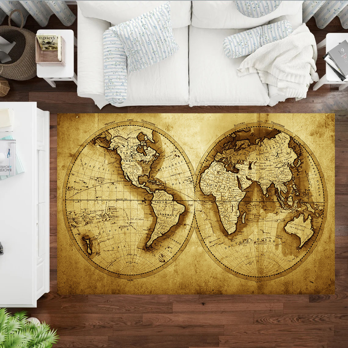 Old World Map Rug Ancient World Map Rug Aged Look Rug Map - Etsy