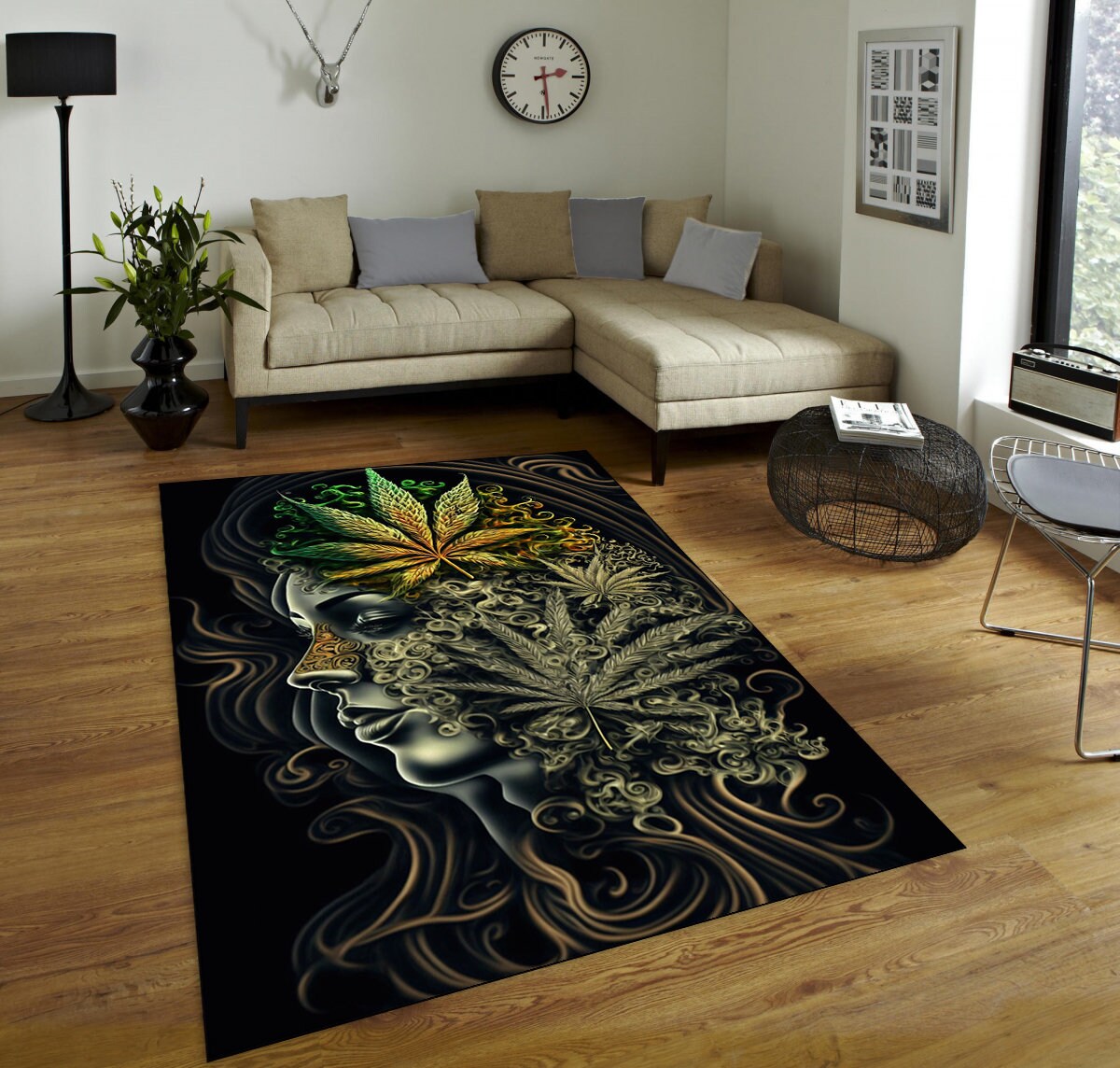 Weed Rug, Cannabis Rug, Weed Girl Rug, Girl Rug, Smoke Room Rug, Hippie ...
