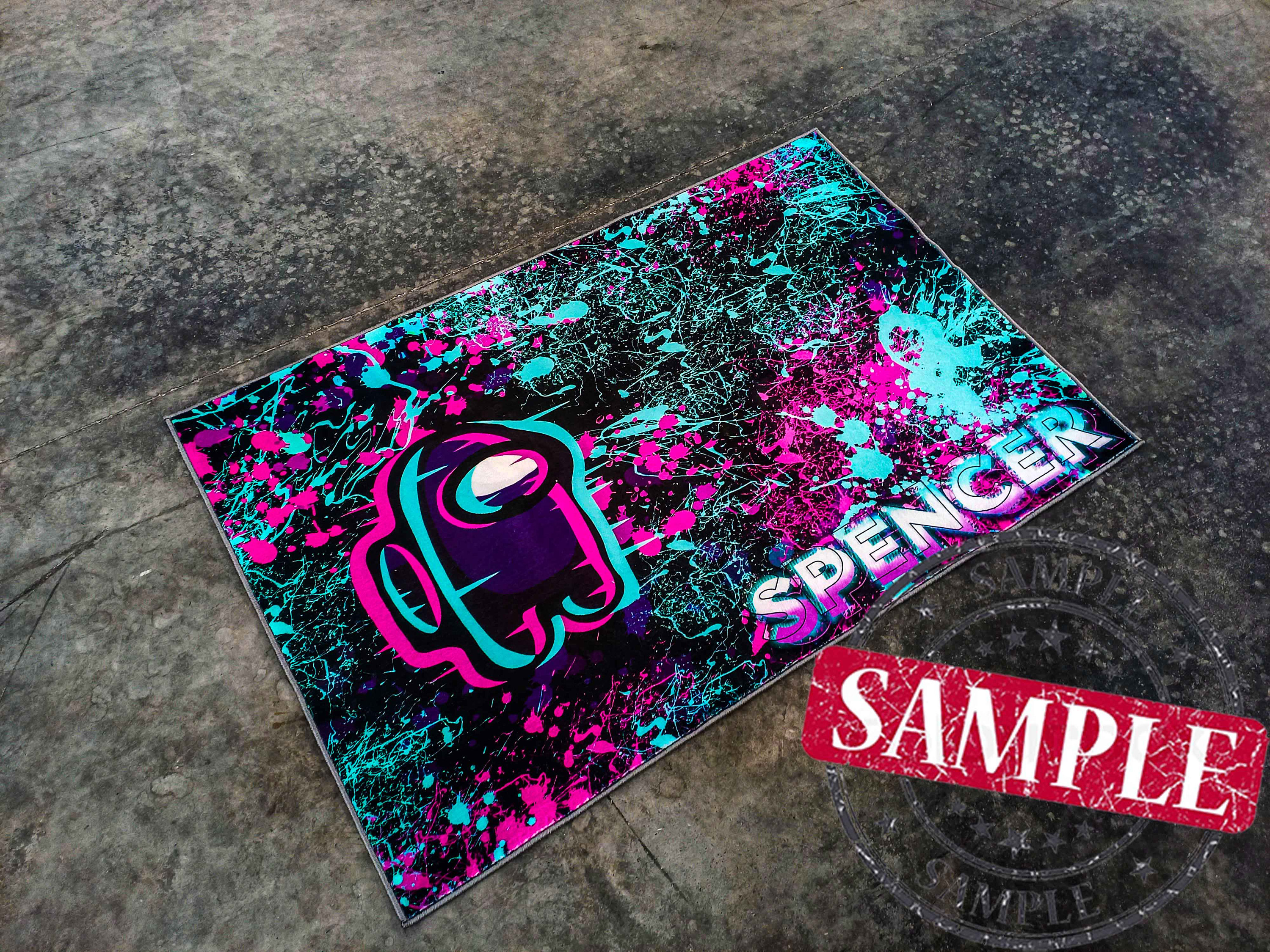Among Us Rug: Splatter Paint Gamer Room Area Rug - Etsy