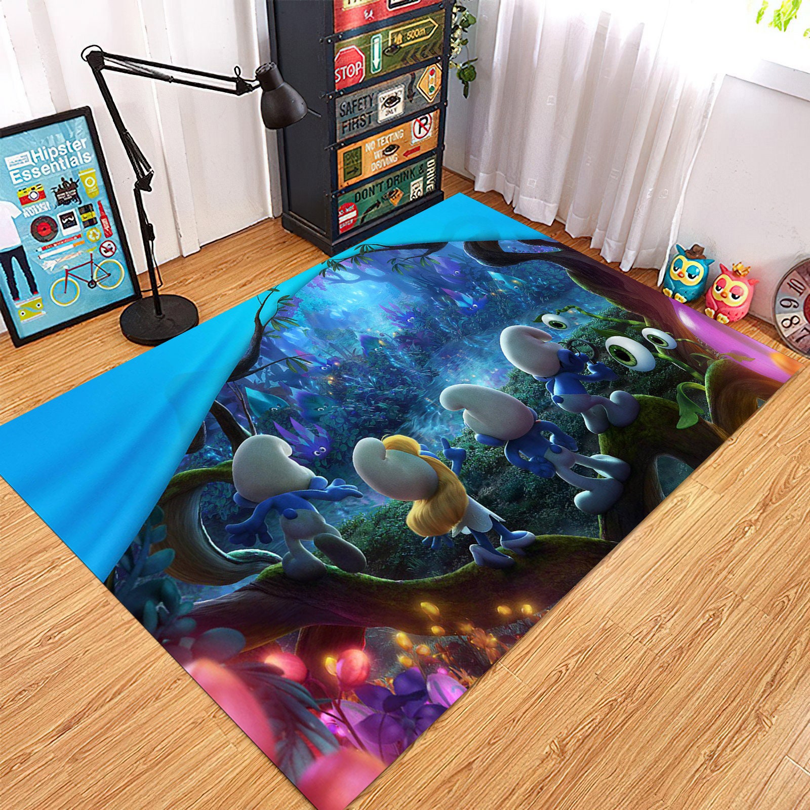 The Smurfs Rug Cartoon Rug Old Movie Rug Blue Dwarf Rug - Etsy