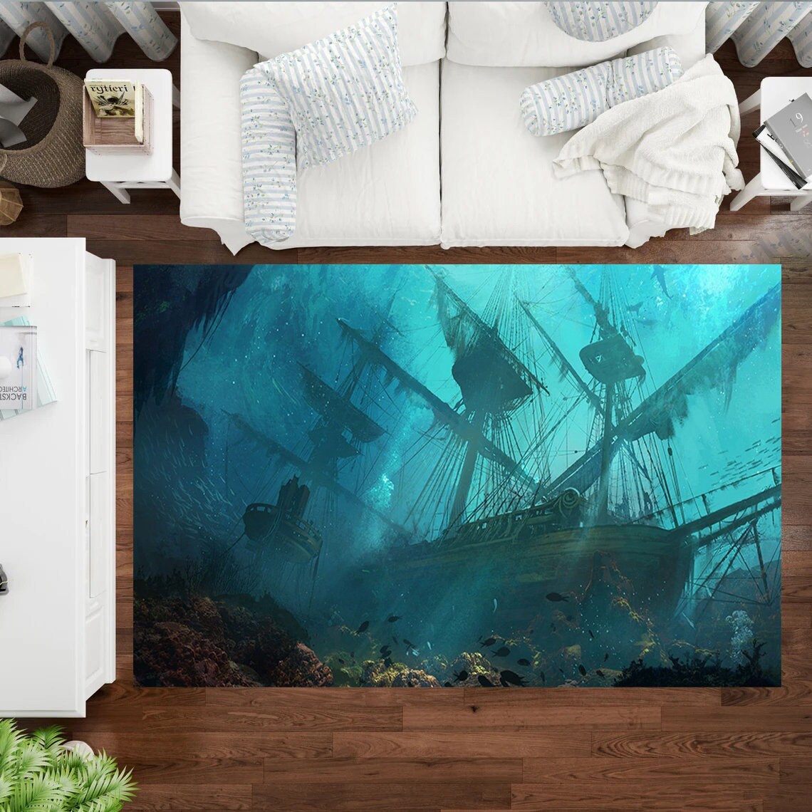 Sunken Pirate Ship Area Rug: 3D Digital Print, Kids Room Decor - Etsy