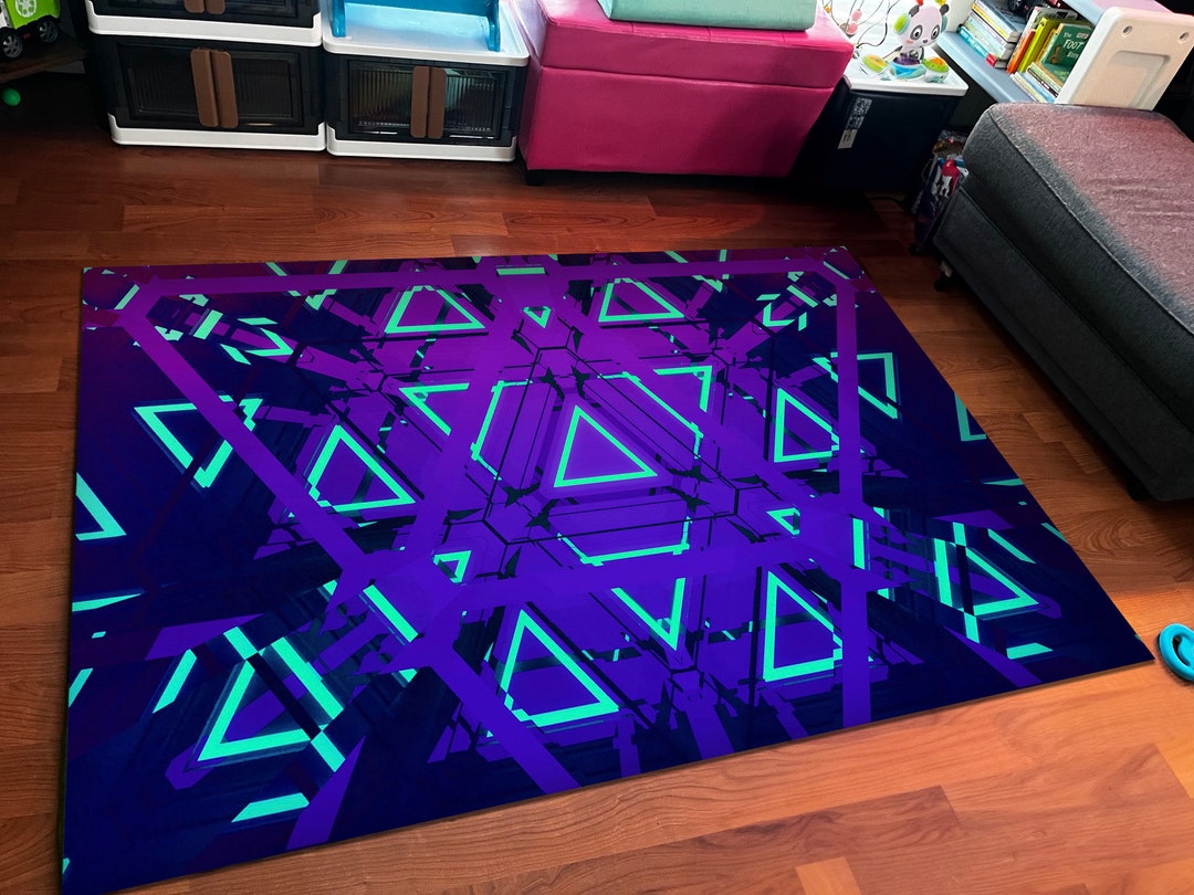 Gamer Rug, Cool Neon, Neon Triangle Rug, Gaming Decor, E-sport Rug ...