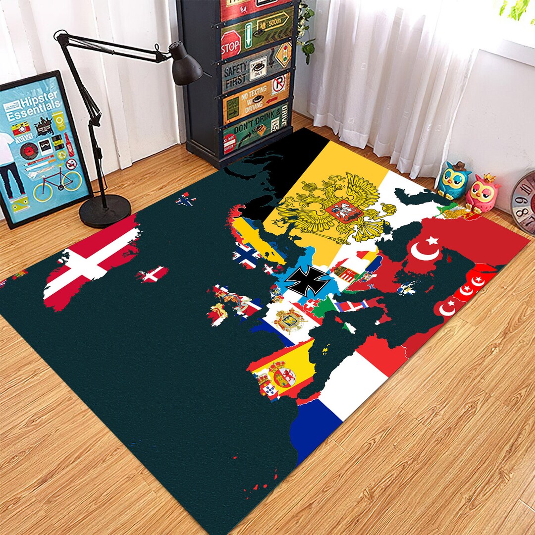 Colorful World Map Rug, Continents Rug, Dining Room Rug, Bedroom Rug ...