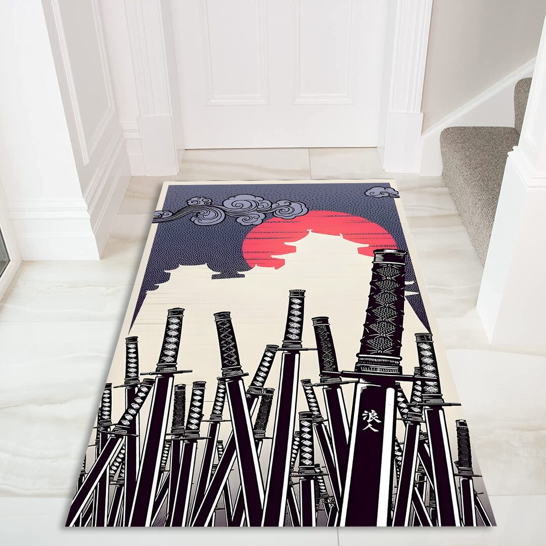 Katana Sword Rug: Japanese Anime Ninja Theme, Teen Room Decor - Etsy