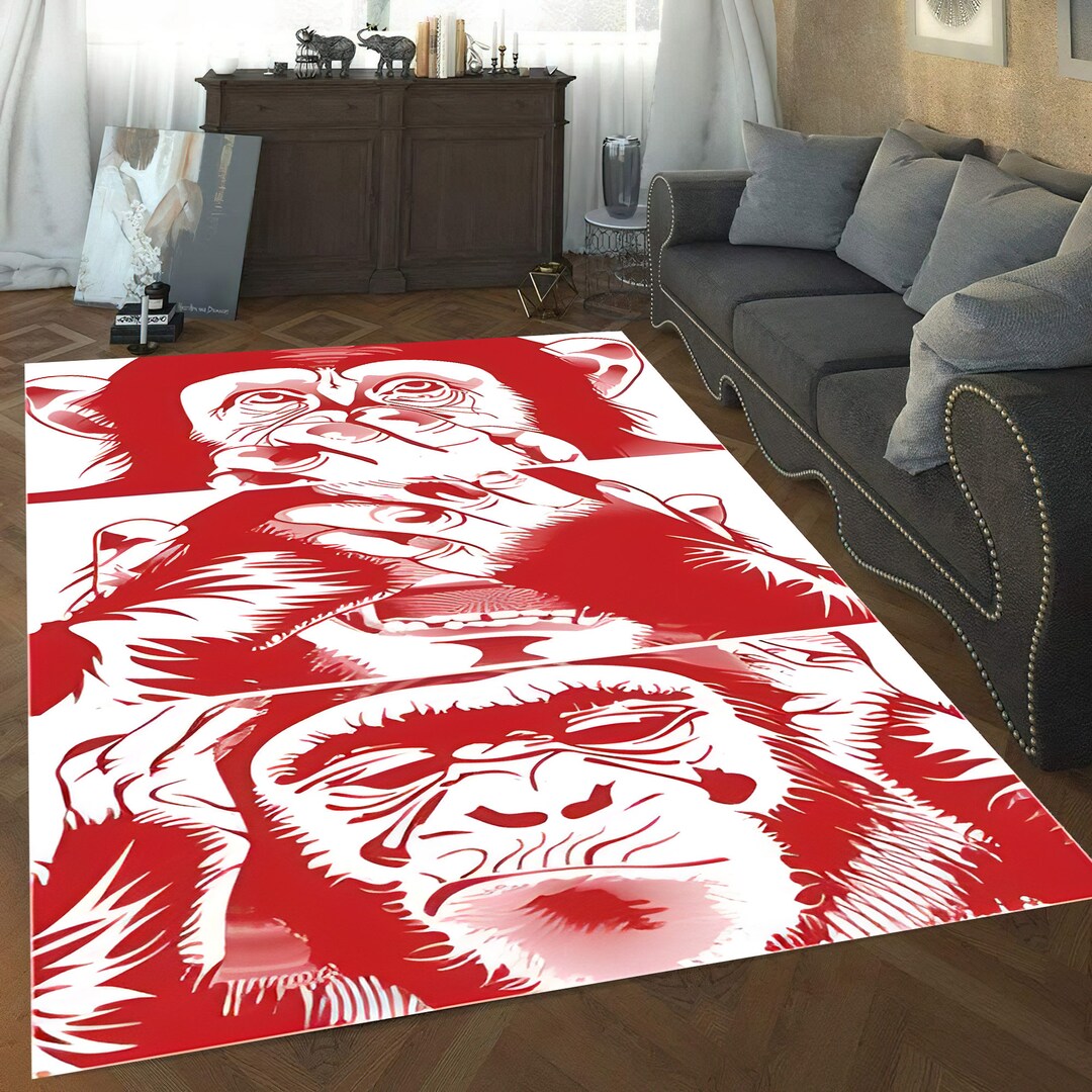 Monkey Themed Rug, Monkey Face Rug, Animal Rug, Abstract Rug, Popular ...