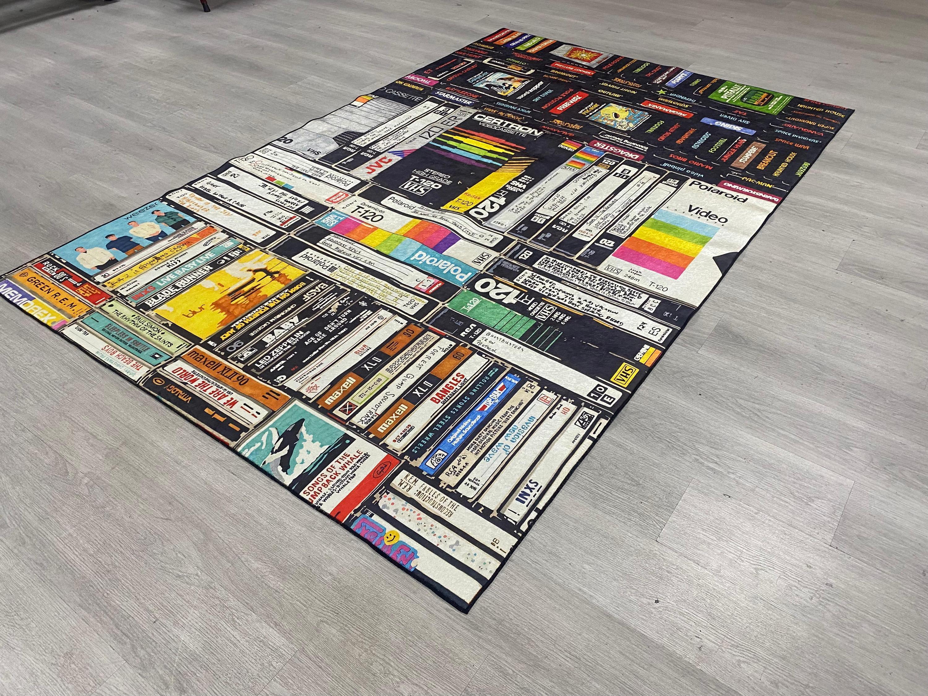 VHS Tape Rug: Retro Nostalgic Design, Non-slip Cotton Base - Etsy