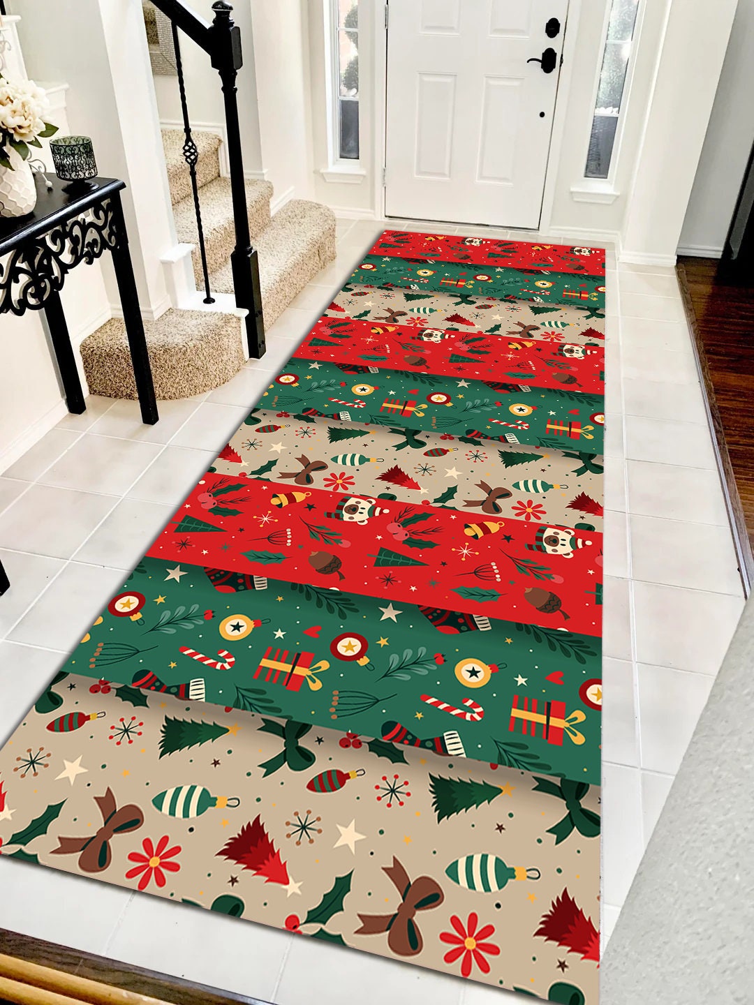 Christmas Rug, Christmas Decor, Christmas Runner, Entrance Rug, Long ...