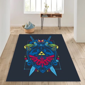 The Legend of Zelda Rug, Zelda Symbol Rug, Zelda Game Rug, Gaming Room ...