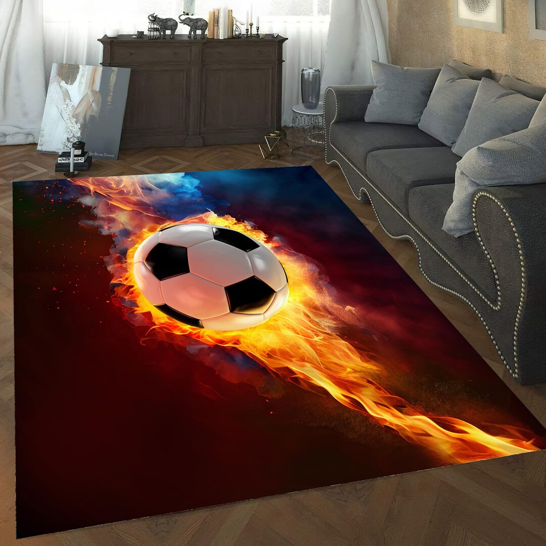Soccer Ball Rug,football Rug, Ball Fire Rug,soccer Ball,custom Rug ...