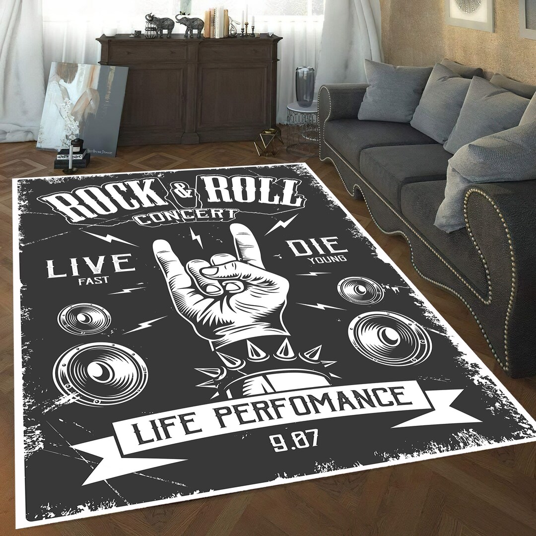 Rockn Roll Rug, Rock'n Roll Rug, Rock N Roll Rug,for Living Room,themed ...