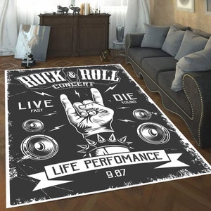 Rockn Roll Rug, Rock'n Roll Rug, Rock N Roll Rug,for Living Room,themed ...