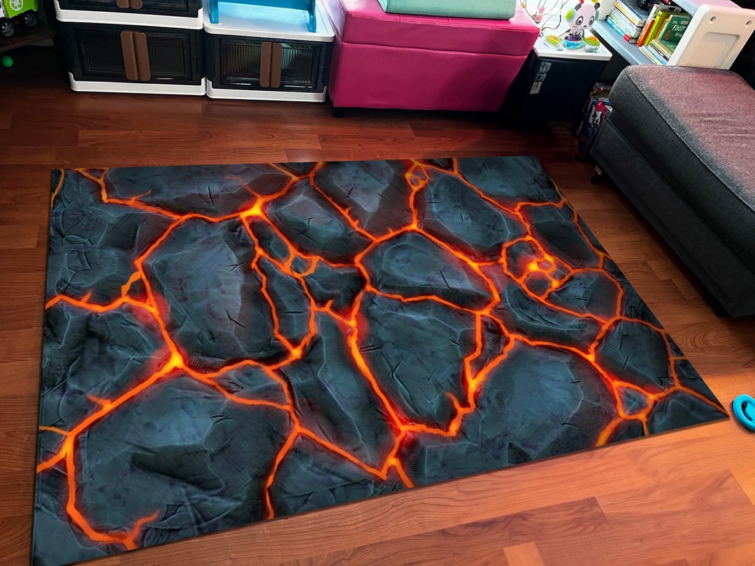 Hot Lava Rug: 3D Volcano Pattern, Non-slip Cotton Base - Etsy