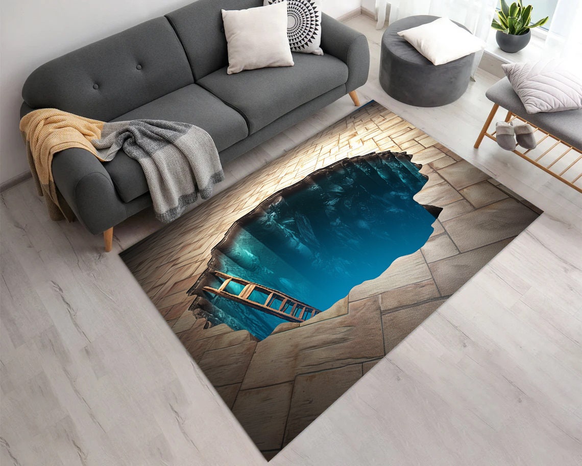 3D Rug, Slit Rug, Illusion Rug, 3D Ocean Rug, Staircase Themed Rug ...