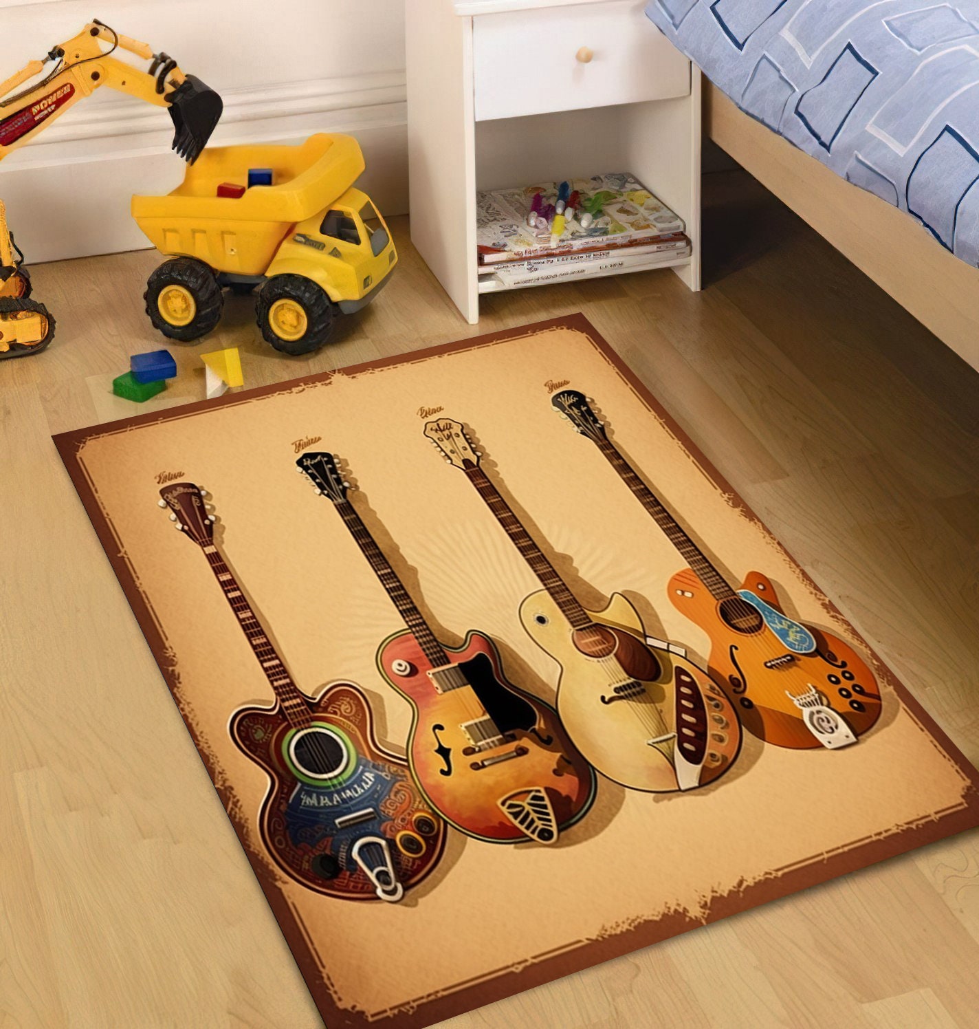 Guitar Rugcolorful Guitar Rug Guitar Fendmodern Rug Living - Etsy