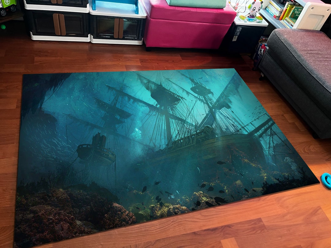 Sunken Pirate Ship Area Rug: 3D Digital Print, Kids Room Decor - Etsy