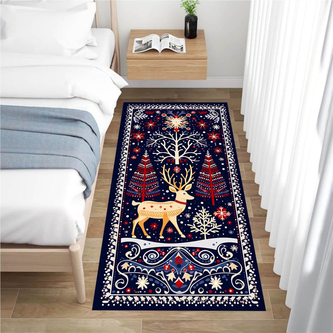 Christmas Rug, Christmas Decor, Christmas Runner, Entrance Rug, Long ...