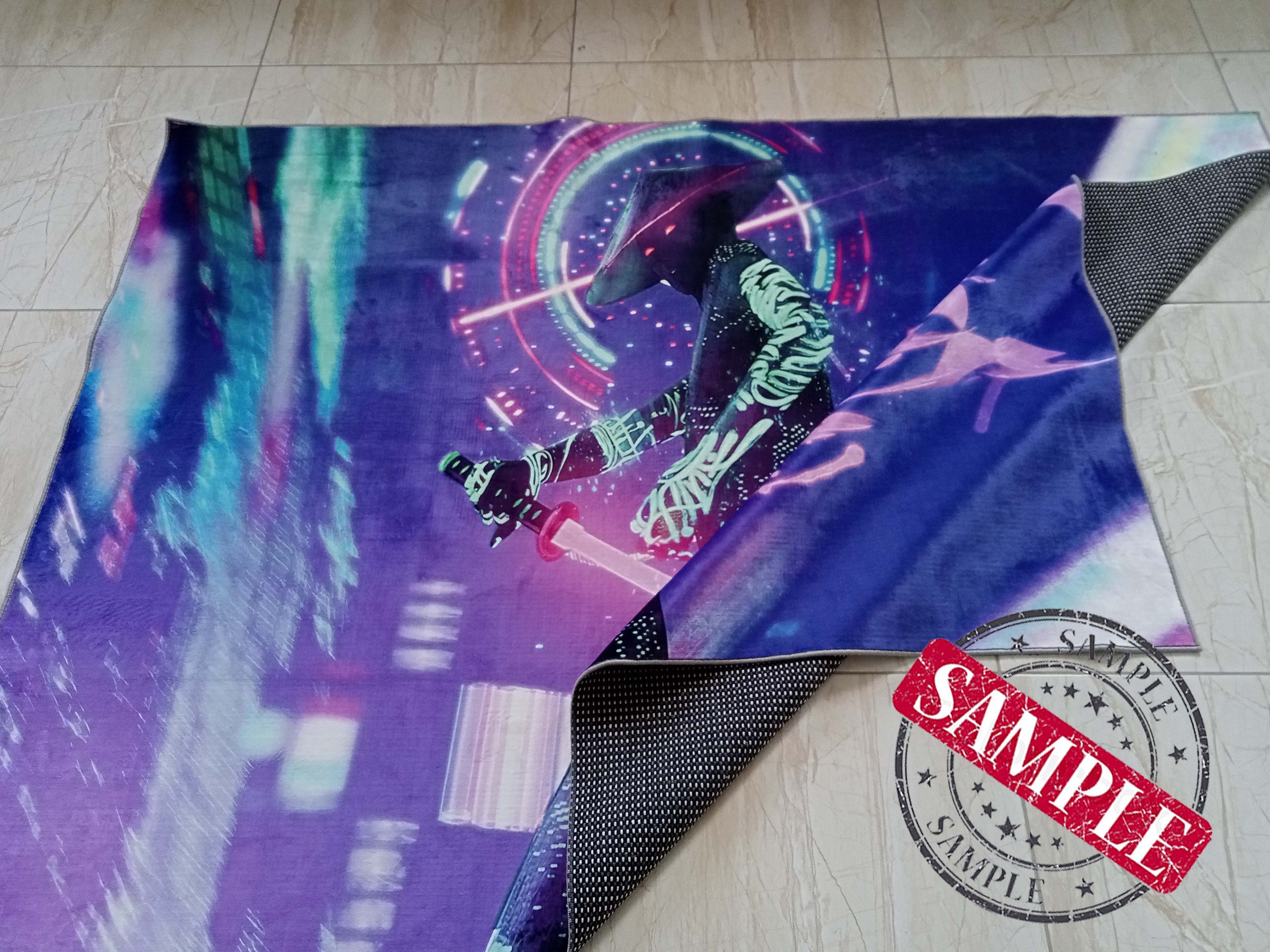 Neon Arcade Rug: Cyberpunk Gamer Room Decor - Etsy