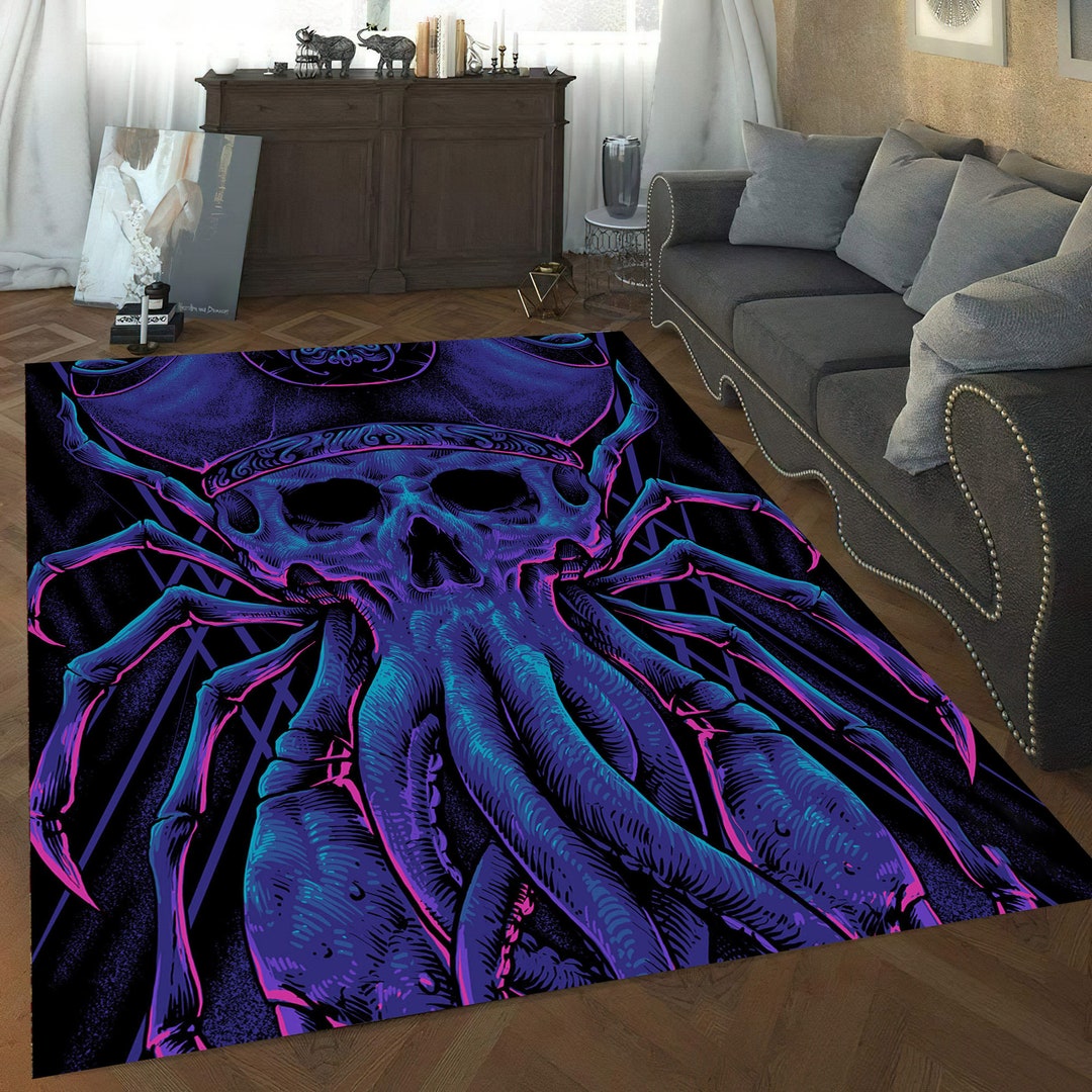 Octopus Skull Pirate Rug: Fantasy Living Room Area Rug - Etsy UK