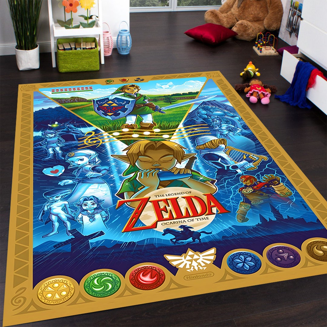 The Legend of Zelda Rug, Zelda Symbol Rug, Zelda Game Rug, Gaming Room ...