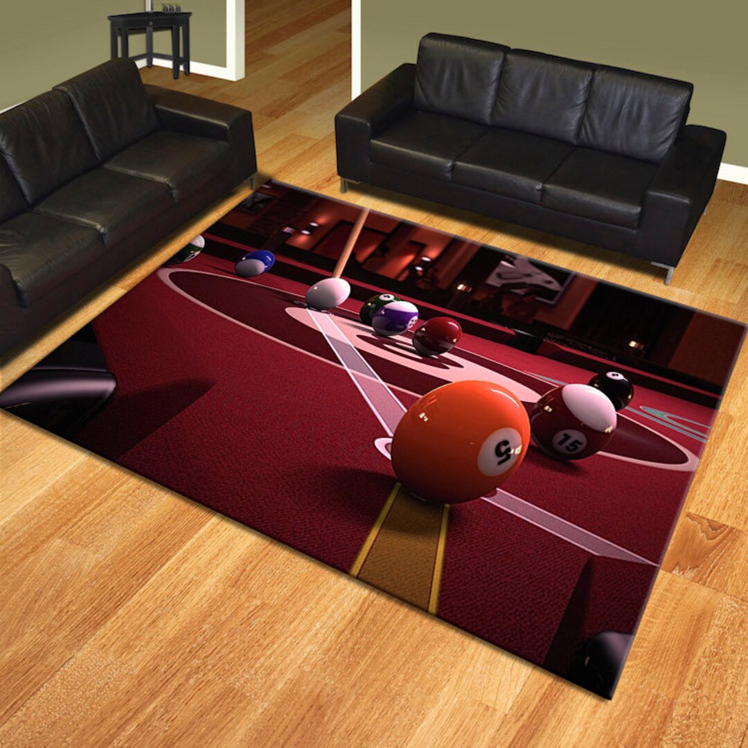 Pool Rug, Pool Ball Rug, Pool Theme Rug, Glossy Rug, 3D Pool Rug, Pool ...