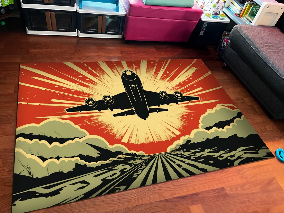Airplane Rug, Airplane Drawing, 3D Aircraft Rug, Plane Rug, Kids Room ...