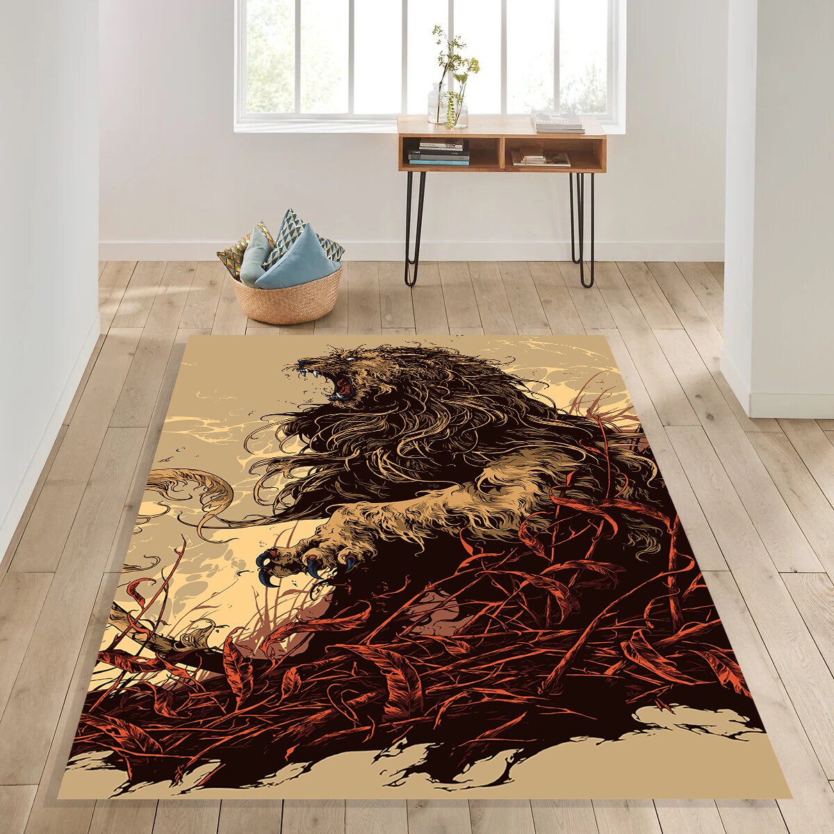 Wolf Themed Rug, Animation Rug, Monster Wolf Rug, Wild Animal Rug ...