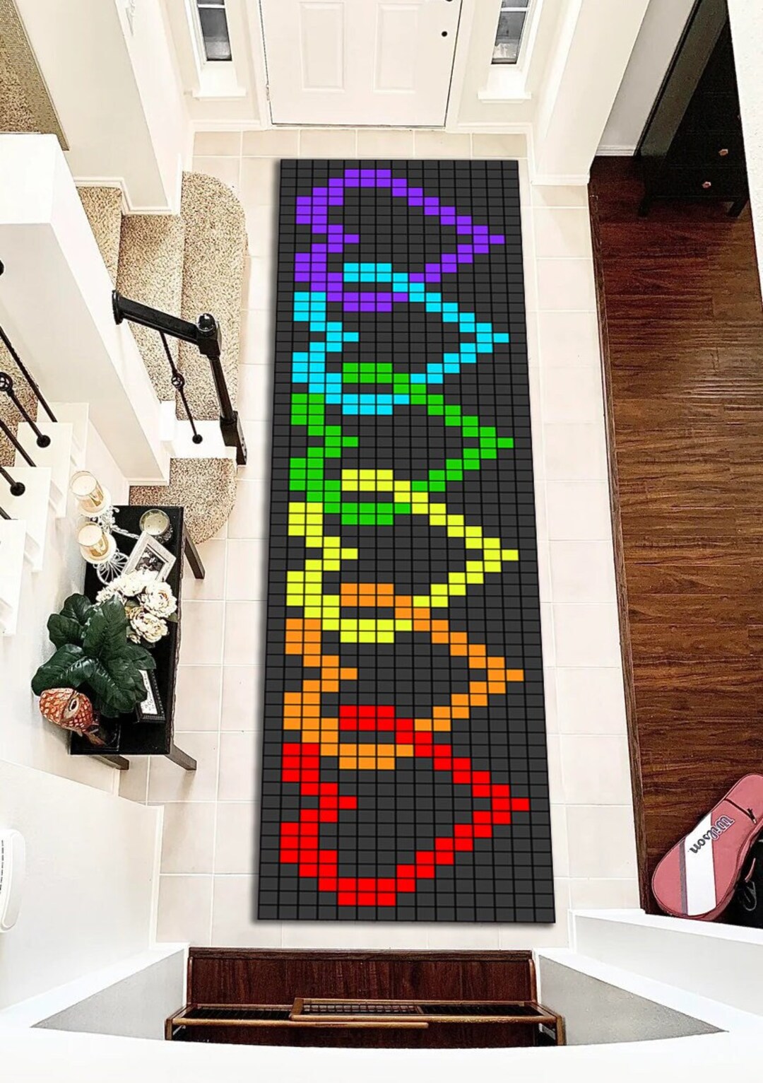 Pixel Heart Rug, Heart Rug, Tileable Rug, Pixel Rug, Area Rug ...