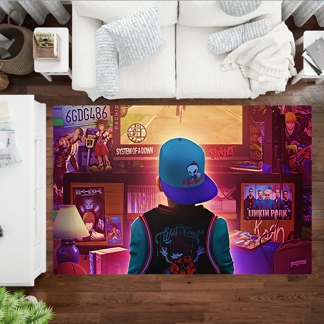 90s Retro Arcade 443 Game Character Shaped Area Rug, Game Room Carpet ...