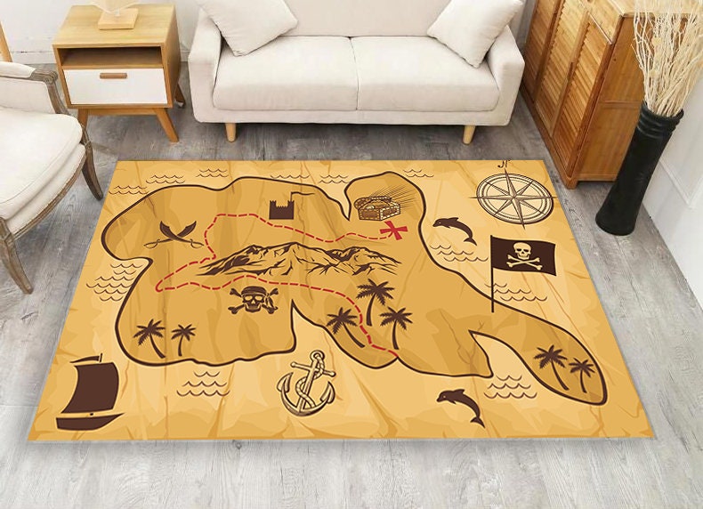 Pirate Map, Pirate Map Rug, Map Rug, Vector Rug, Treasure Island Map ...