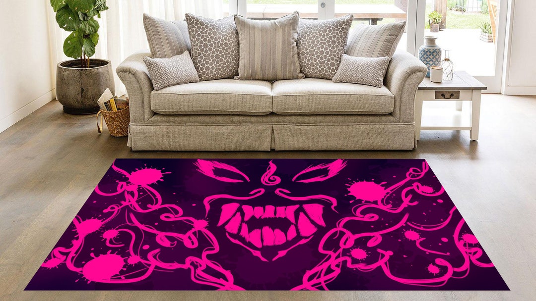 Devil Figure Rug, Neon Minimalism, Pink Rug, Purple Rug, Devil Rug ...