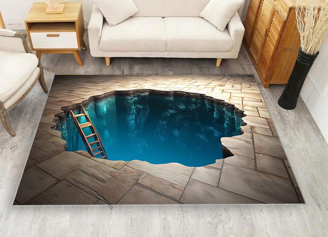 3D Rug, Slit Rug, Illusion Rug, 3D Ocean Rug, Staircase Themed Rug ...