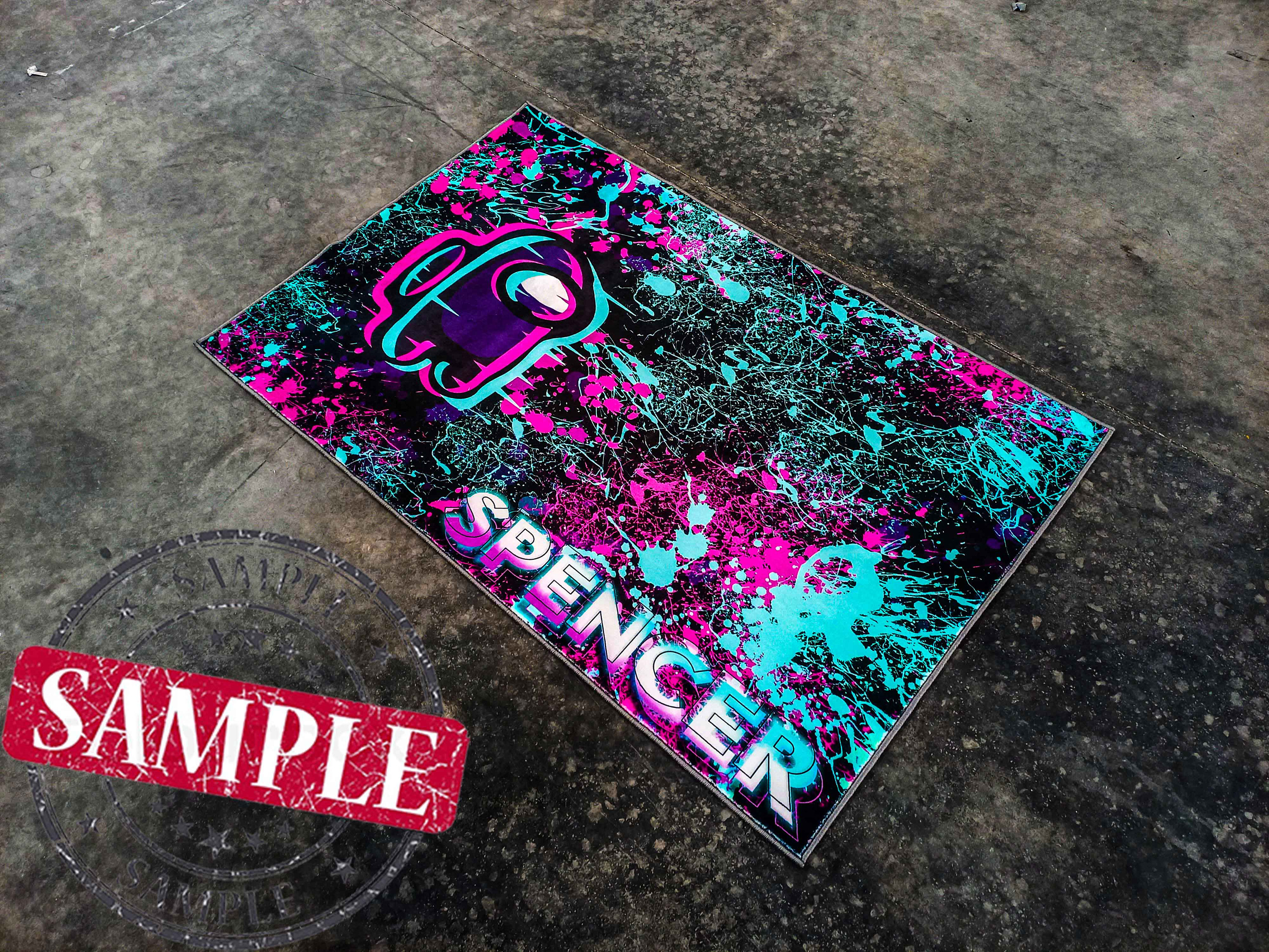 Among Us Rug: Splatter Paint Gamer Room Area Rug - Etsy