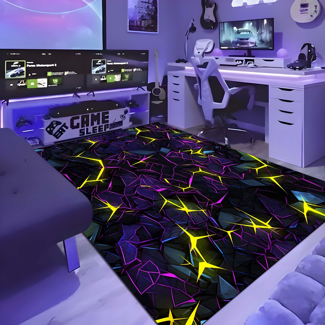 3D Huge Crack, Game Room, Neon Rug, Slit Rug, Optical Illusion Rug ...