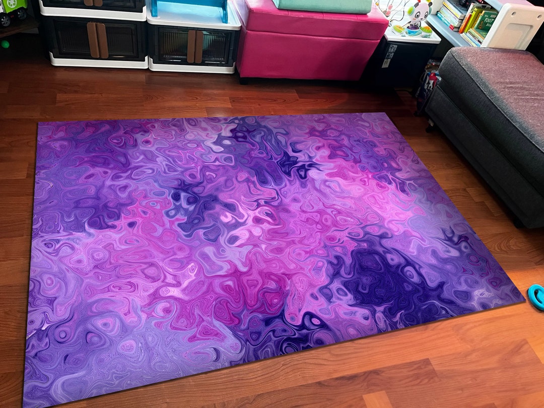 Purple Abstract Area Rug: Modern Illusion Design - Etsy