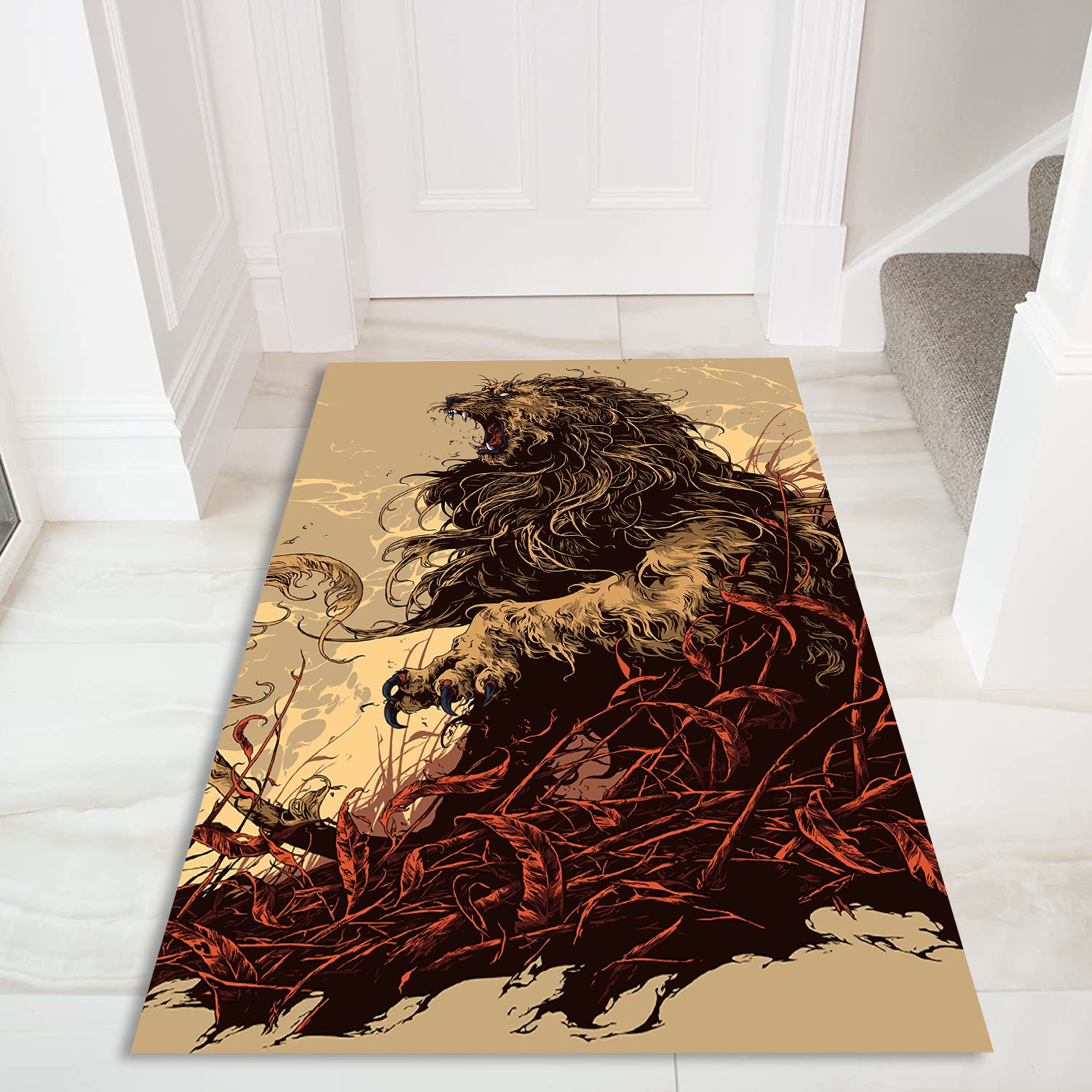 Wolf Themed Rug, Animation Rug, Monster Wolf Rug, Wild Animal Rug ...