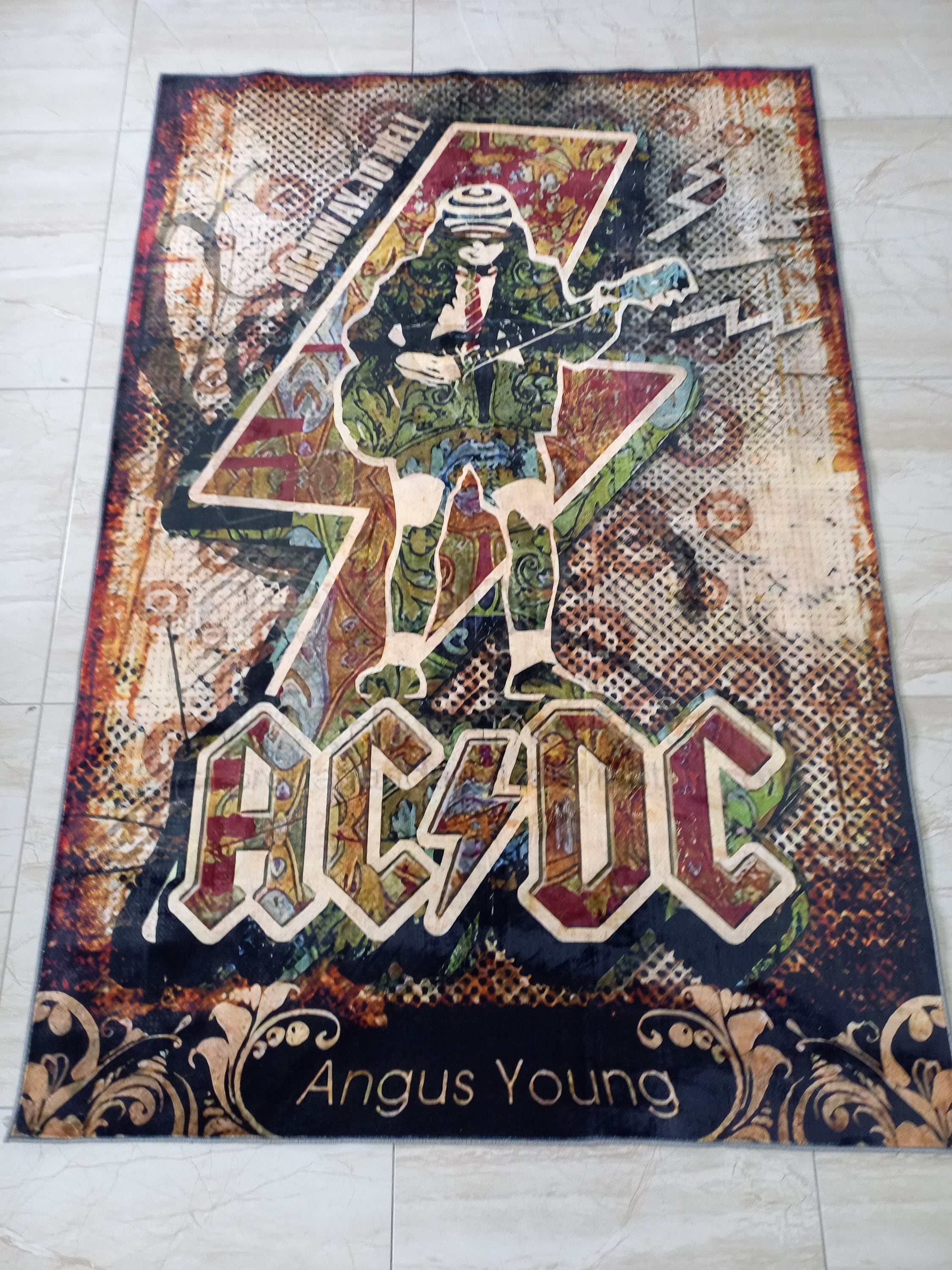 AC DC Rug, Music Band Rug, Heavy Metal Rug, Music Room Rug, ACDC Street ...