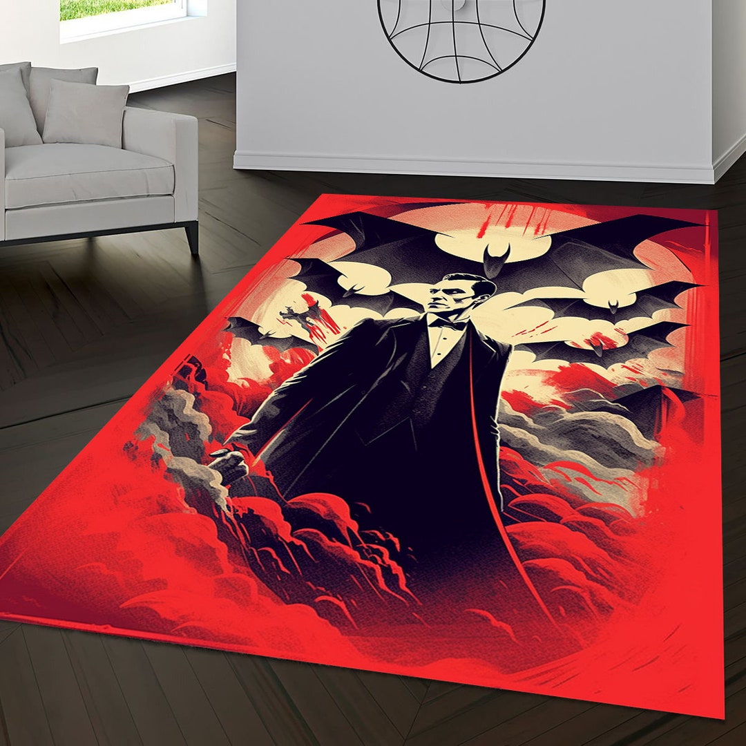 Dracula Rug, Vampire Rug, Bat Rug, Artificial Intelligence Rug, Red Rug ...