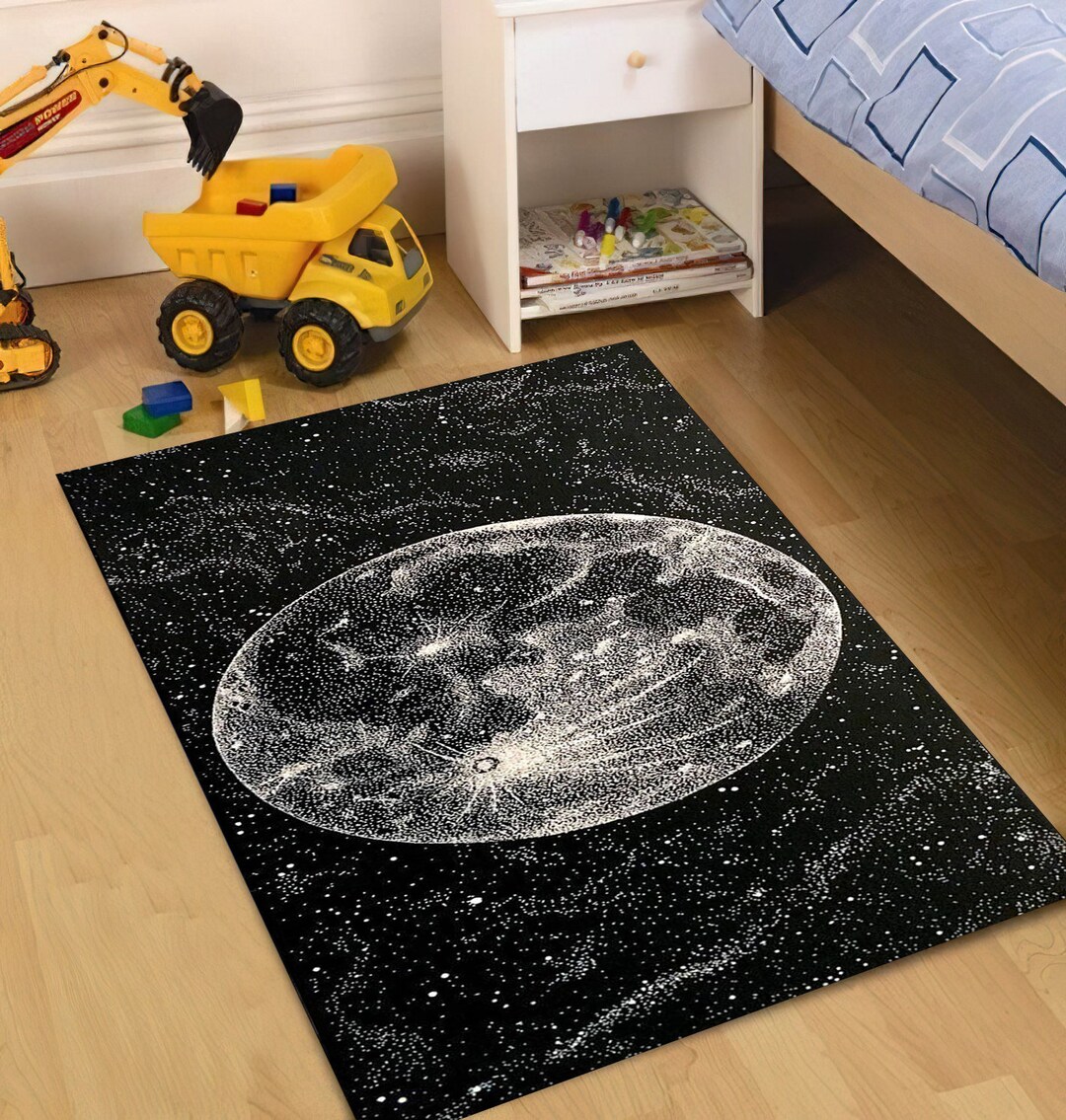 Moon Themed Rug, Moon Decor, Kid's Rug, Moon Phase Rug, Living Room Rug ...