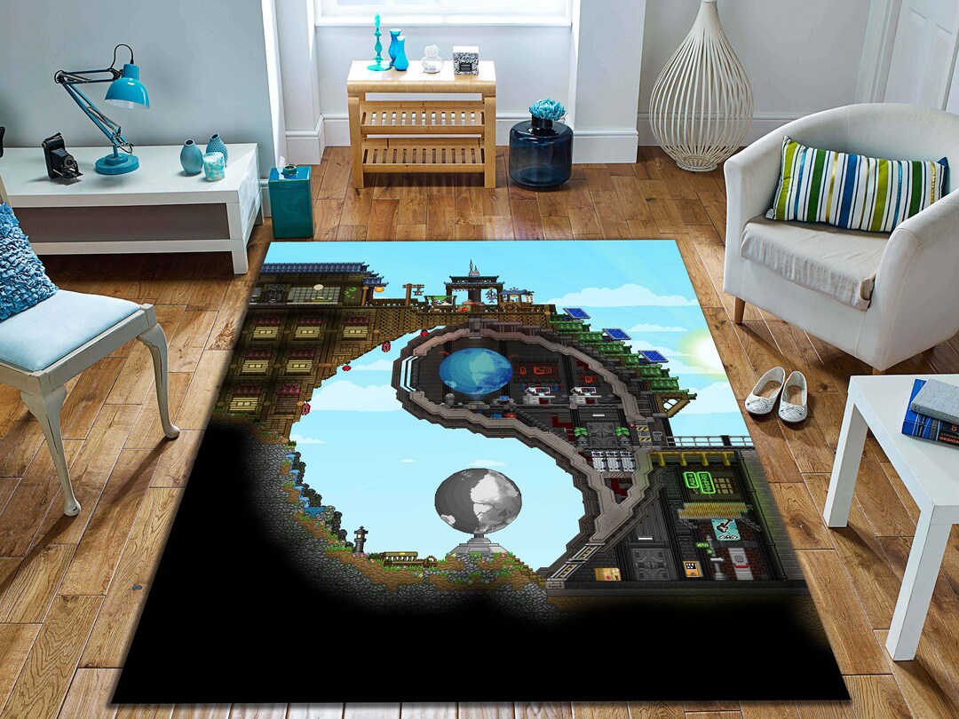 Yin Yang Pixel Rug, Gamer Rug, Pixel Rug, Game Rug, Block Rug, Area Rug ...