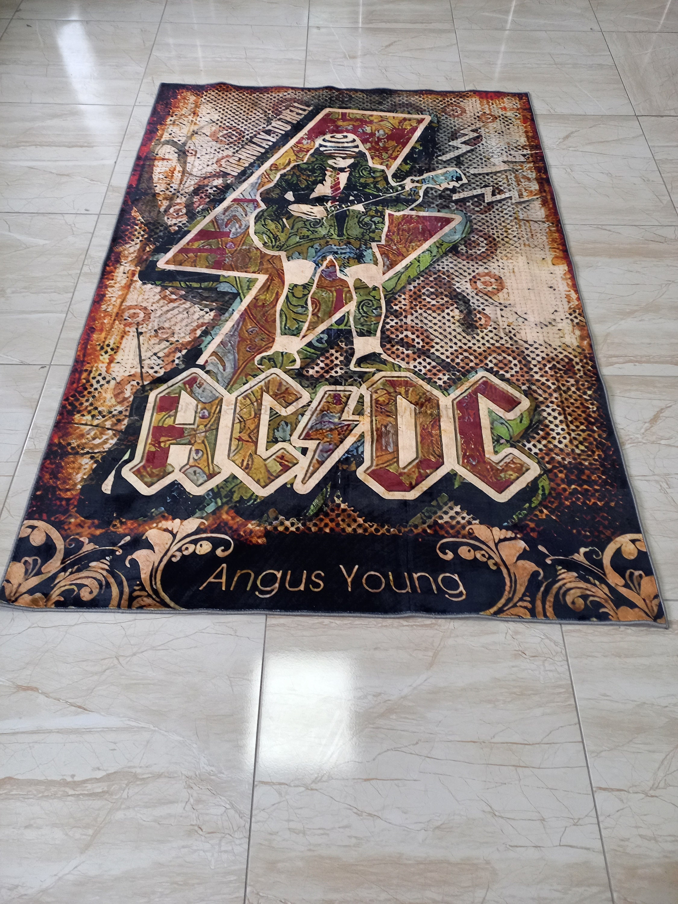 AC DC Rug, Music Band Rug, Heavy Metal Rug, Music Room Rug, ACDC Street ...