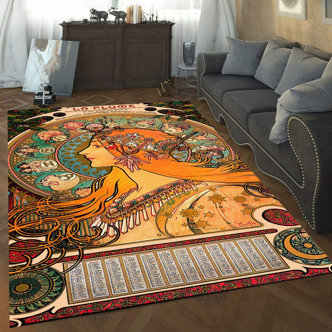 Zodiac Rug, Zodiac Art Design, Alphons Mucha Zodiac, Zodiac, Gift for ...