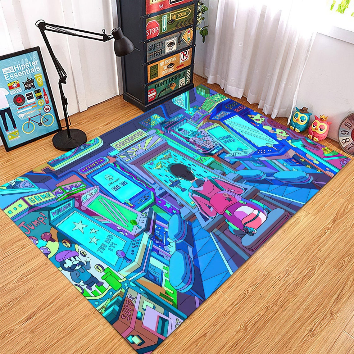 Arcade Rug Gaming Room Rug Cartoon Rug Gamer Rug Colorful - Etsy