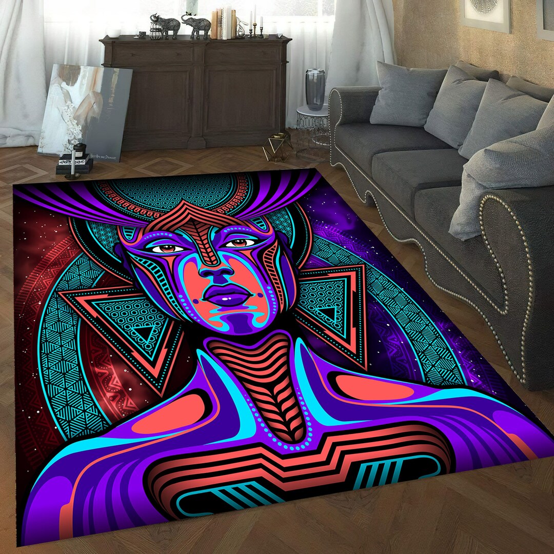 Sci-fi Indian God Rug: Colorful Female Model Area Rug - Etsy