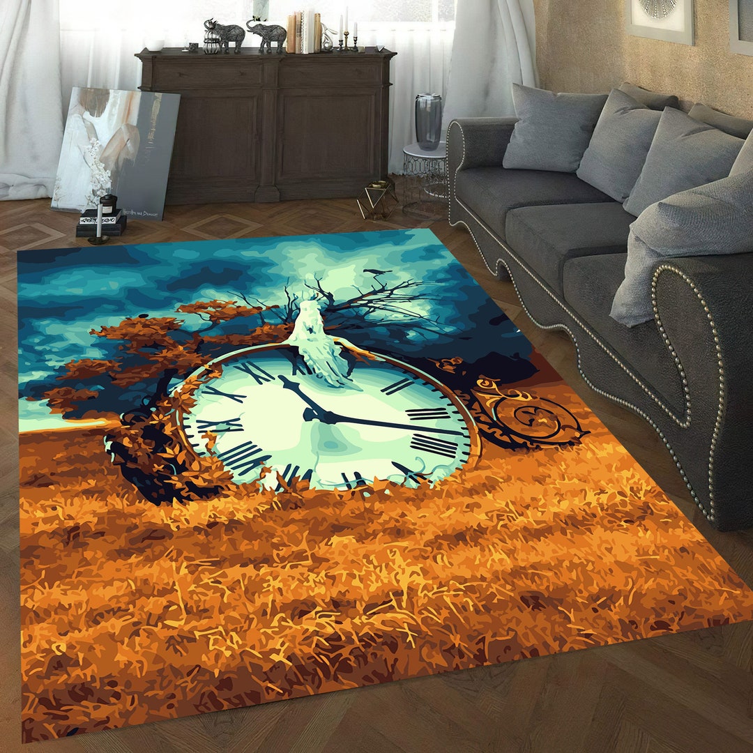 Clock Rug, Time Surreal Rug, Clock Art Rug, Time Manipulation, Dali ...