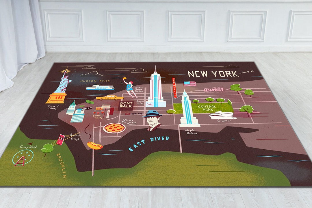New York City Map Rug: Modern Living Room Area Rug - Etsy