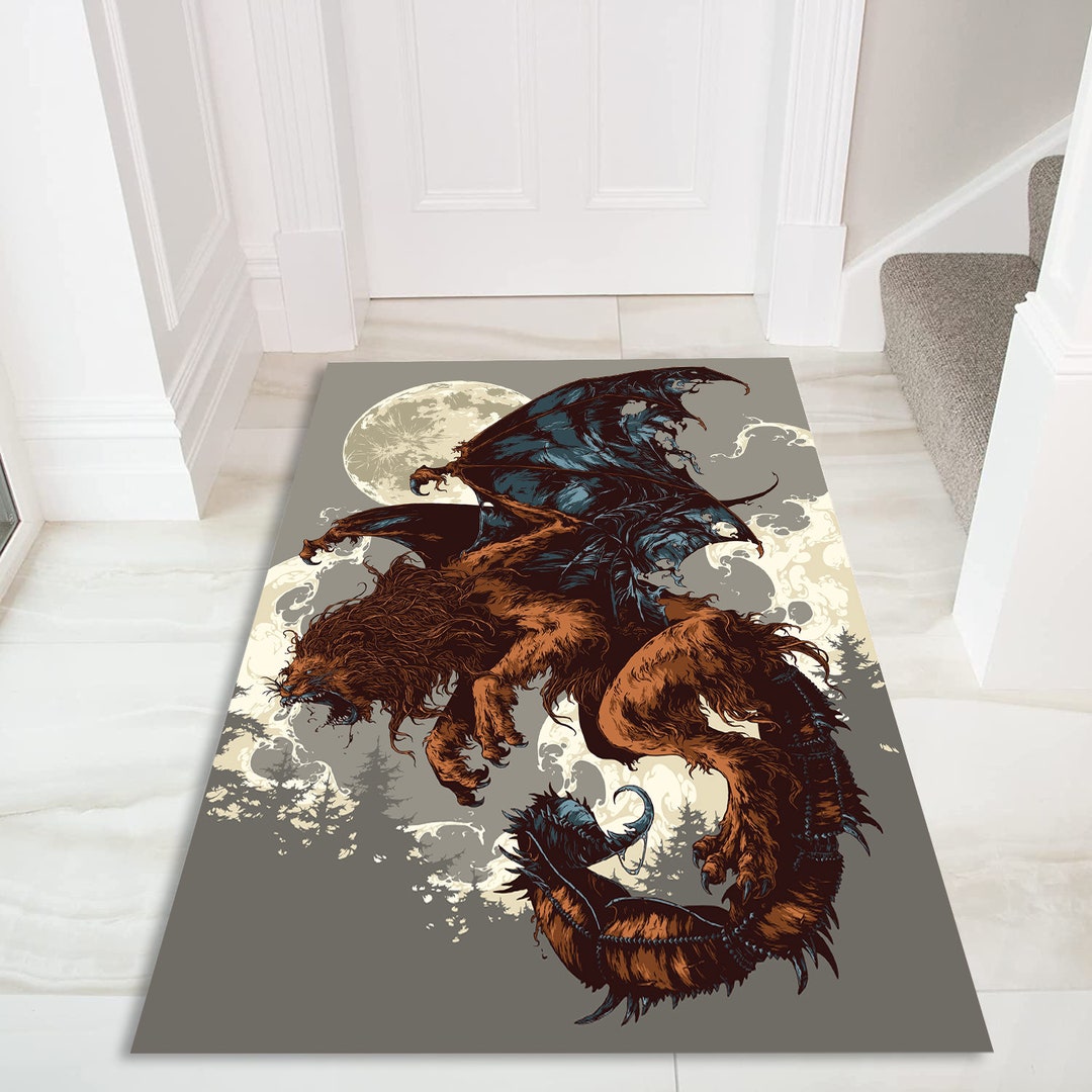 Monster Themed Rug, Animation Rug, Monster Wolf Rug, Wild Animal Rug ...