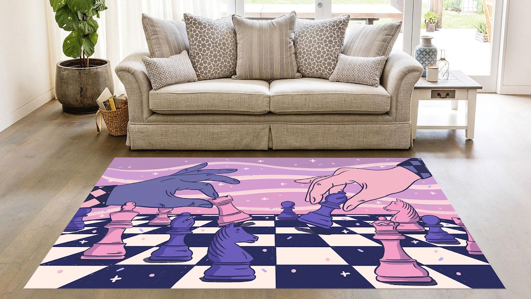 Chess Rug, Play Chess Rug, Animated Chess Rug, Chess Set Rug, Board ...