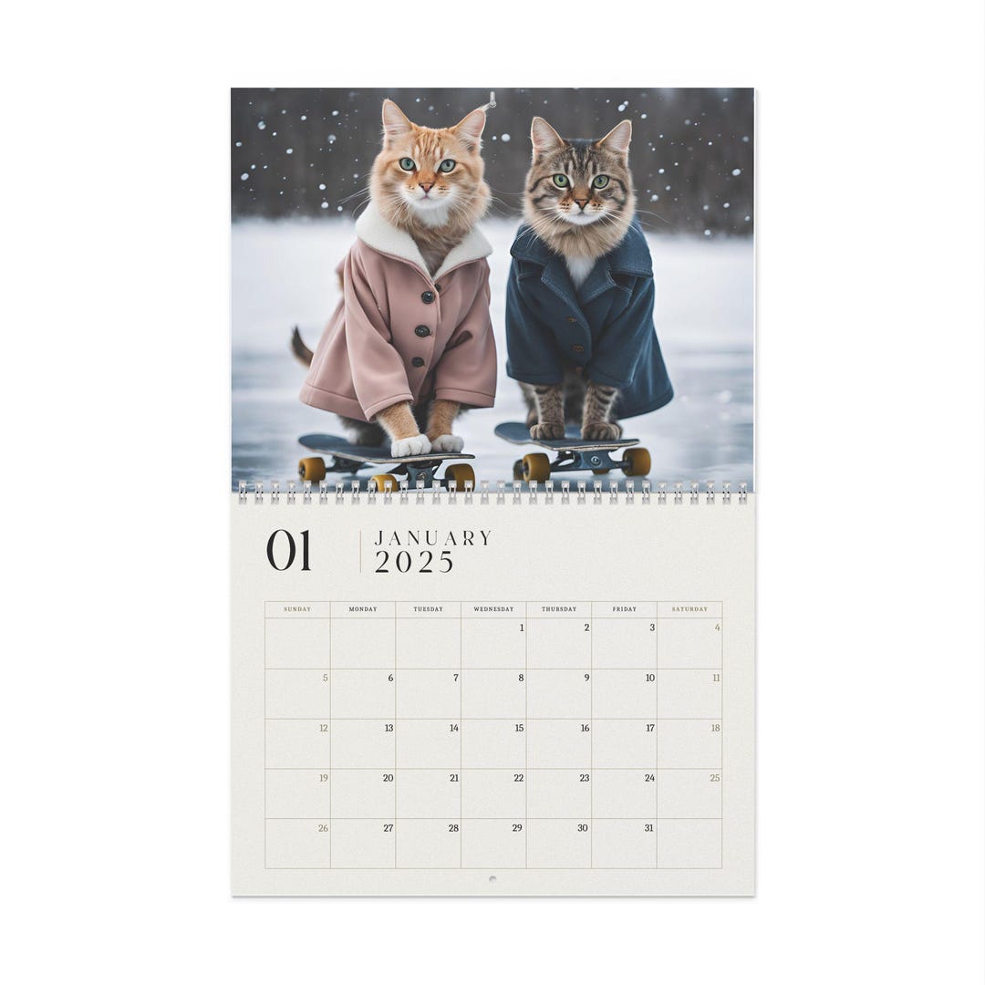 Funny Cat Calendar, Two Cats, Wall Calendar 2025, Cat Themed Gifts ...