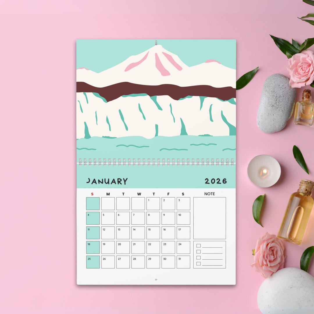 2026 Contemporary Wall Calendar, Landscape Colorful Calendar, Modern ...